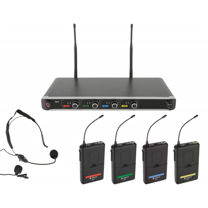 NU4 Quad UHF Wireless Microphone System - Sound Dynamics