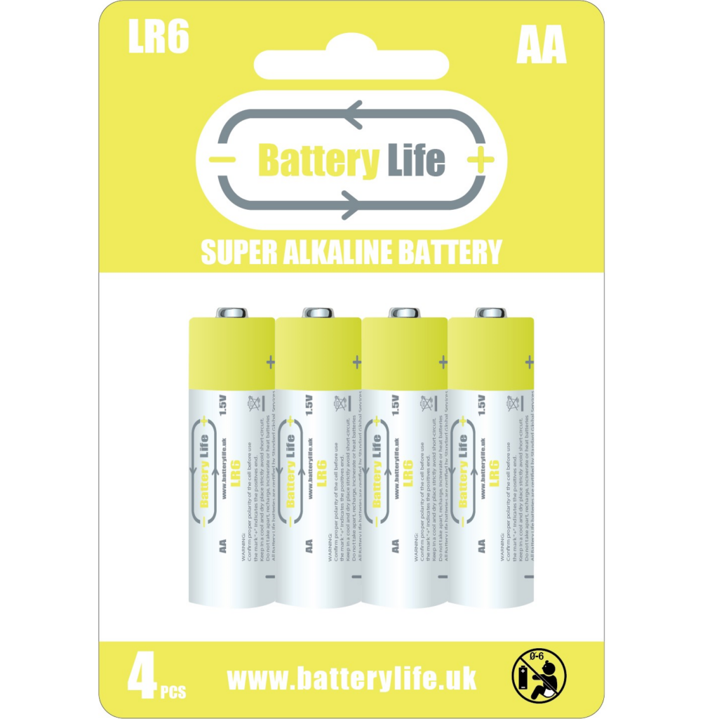 Battery Life AA Super Alkaline Long Lasting Batteries (4 pack) LR6 1.5v ...